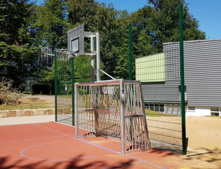 Multi-generational playground with recreational goals and mini goals